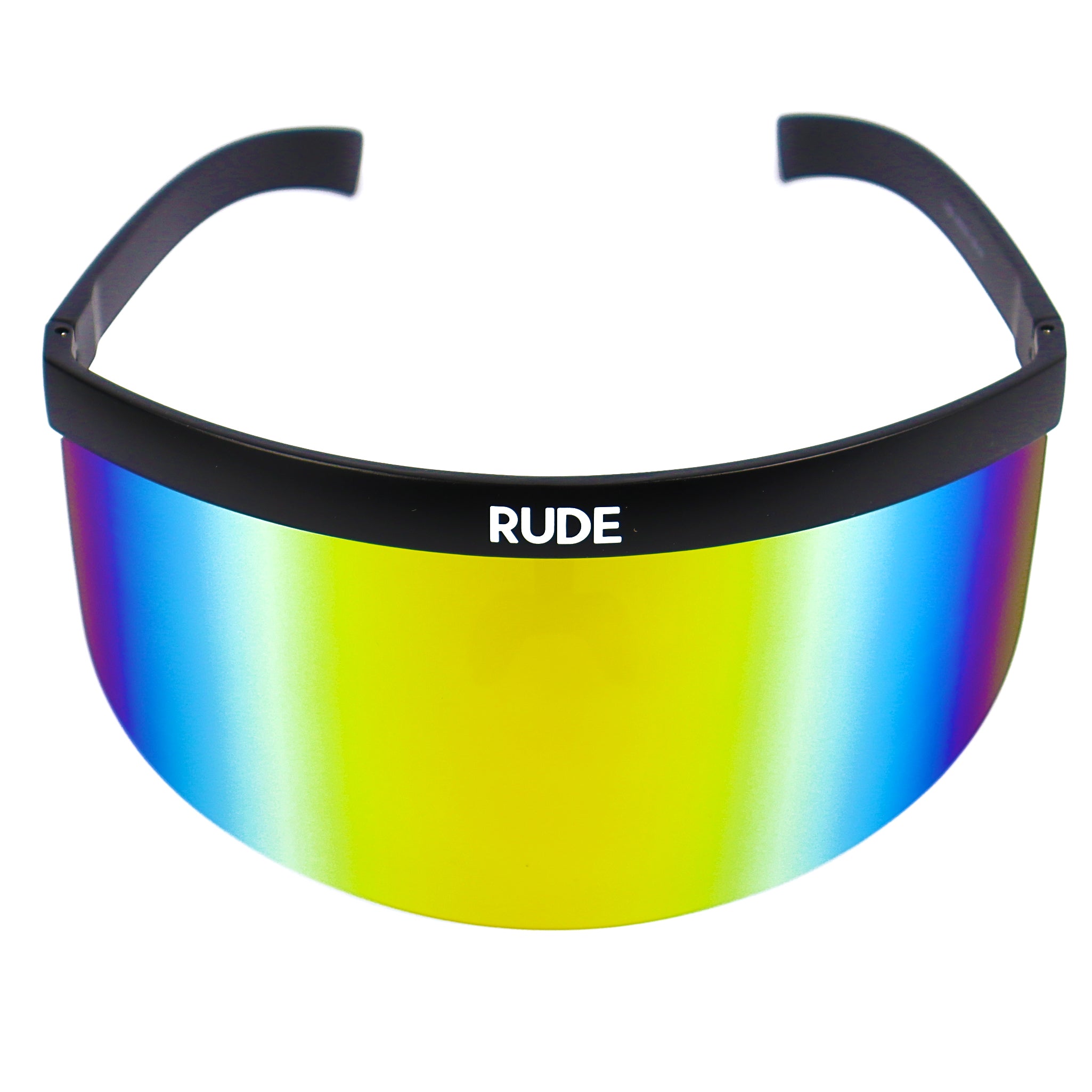 Visor - Gold Rainbow Mirror - Black Frames – Rude Rainbow